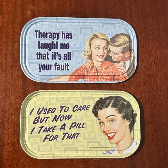 Ephemera Inc | Accents | Lot Of 2 Retro Style Sarcastic Humor Mini Tin ...